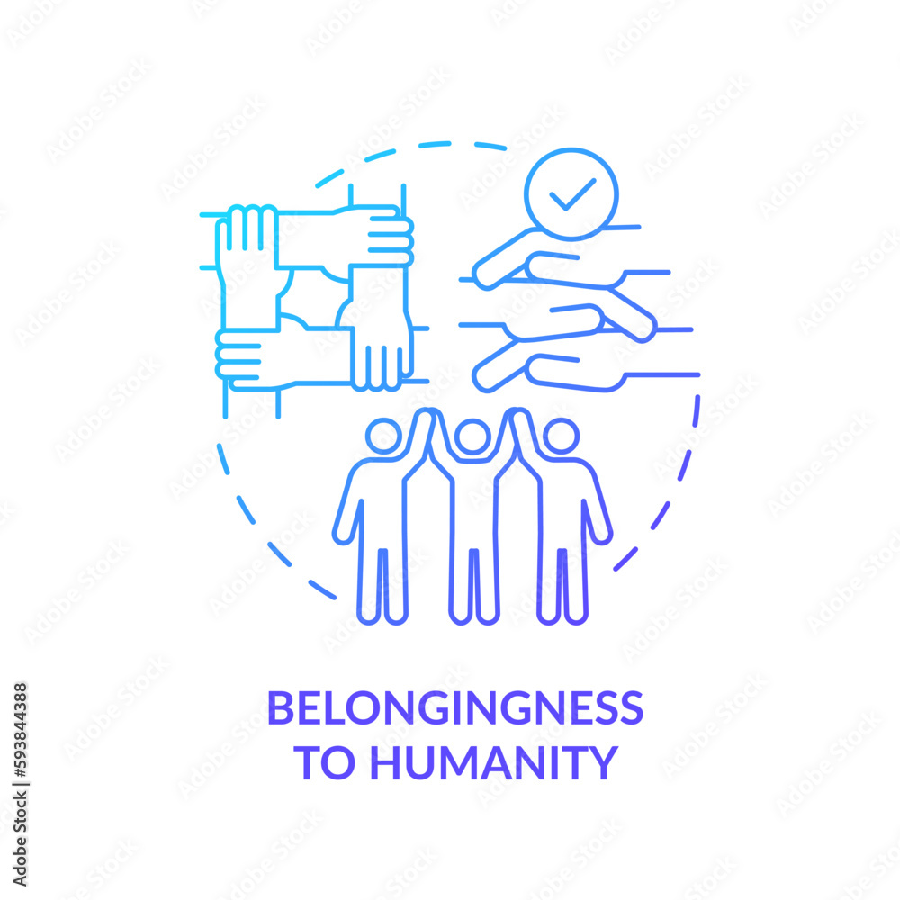 Belongingness to humanity blue gradient concept icon. Global community ...
