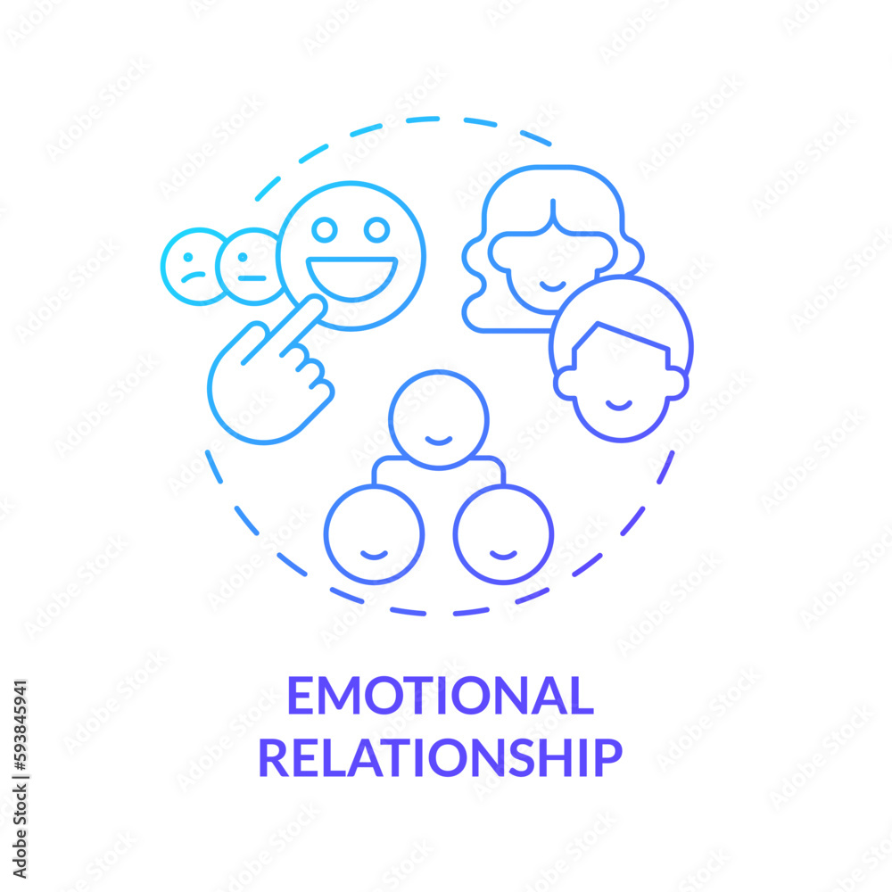 Emotional relationship blue gradient concept icon. Closeness and ...