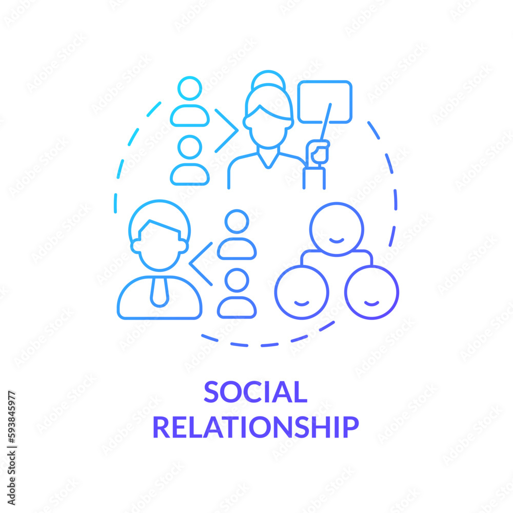Social relationship blue gradient concept icon. Employee, employer ...