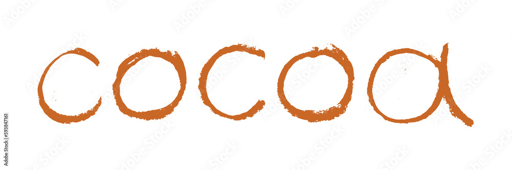 Vintage Cocoa lettering emblem. Hand drawn sketch PNG Cacao writing ...