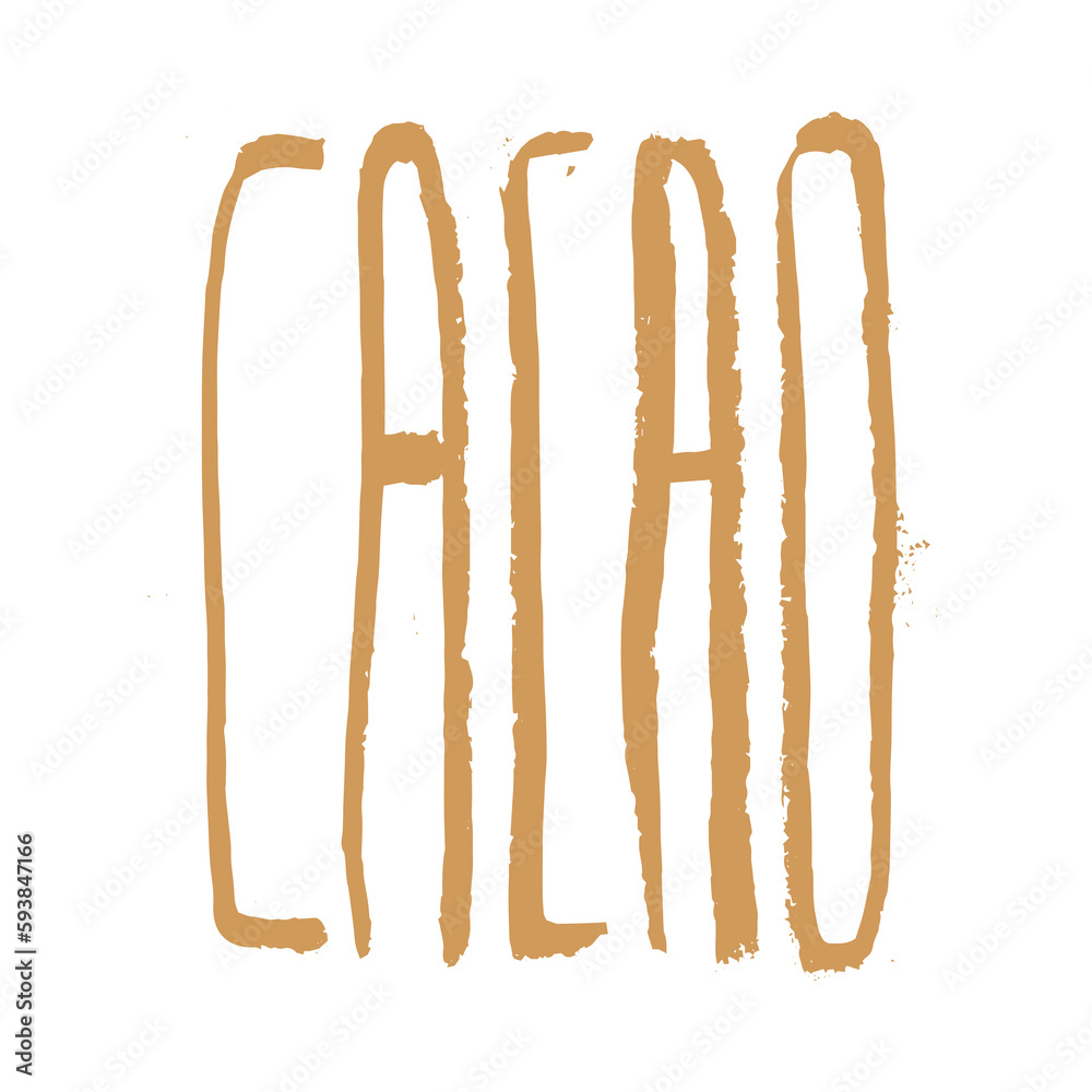 Vintage Cocoa lettering emblem. Hand drawn sketch PNG Cacao writing ...