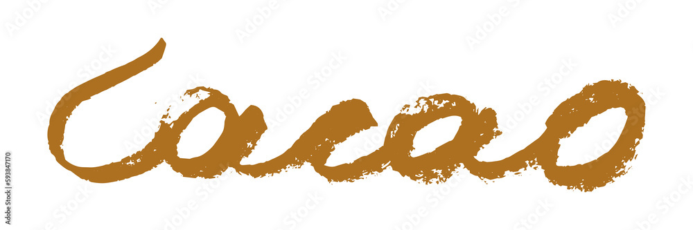 Vintage Cocoa lettering emblem. Hand drawn sketch PNG Cacao writing ...