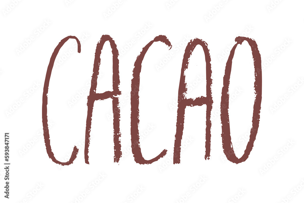 Vintage Cocoa lettering emblem. Hand drawn sketch PNG Cacao writing ...