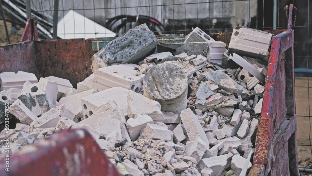 Metal Industrial Container Filled with Construction Waste Concrete ...