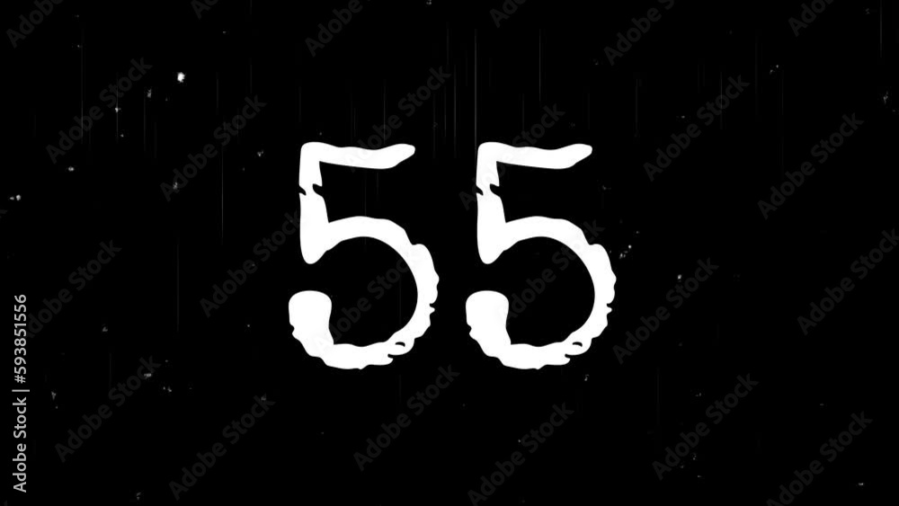 1 Minute Countdown Timer Animation With Noise And Film Grain Effect In