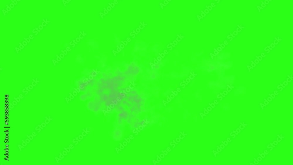 Violent explosion with short duration fire and cloud of smoke on black png and green screen or ...