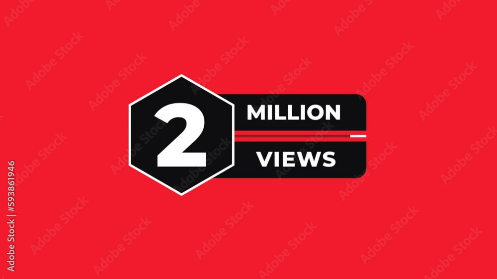2 Million views counter icon animation. Luma matte with transparent ...