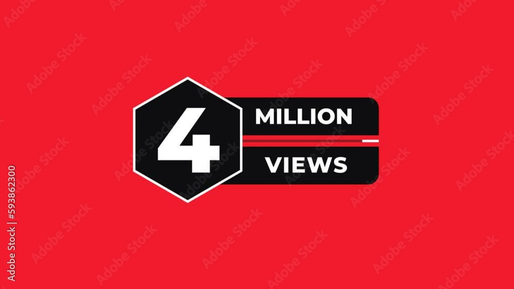 4 Million views counter icon animation. Luma matte with transparent ...