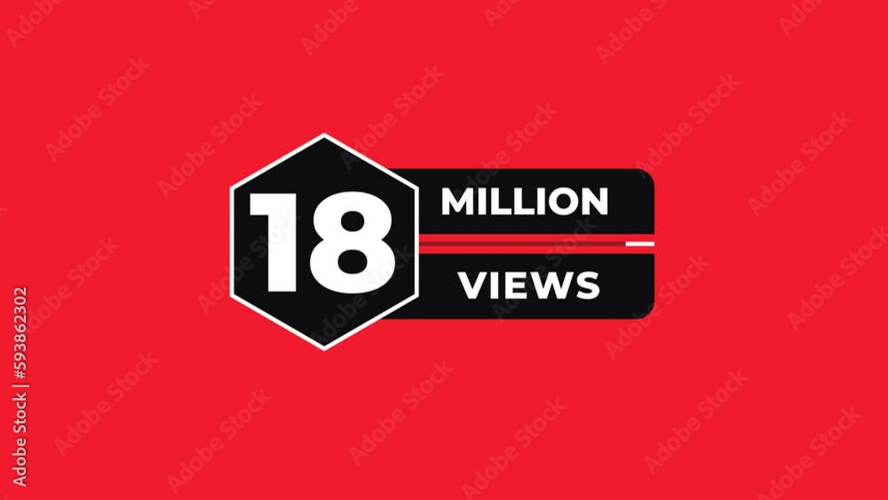 18 Million views counter icon animation. Luma matte with transparent ...