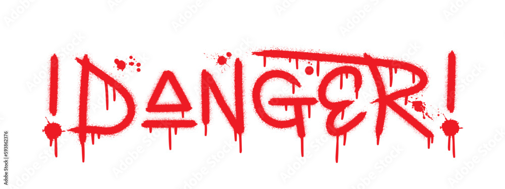 Danger text with splash effect and drops. Urban street graffiti style ...