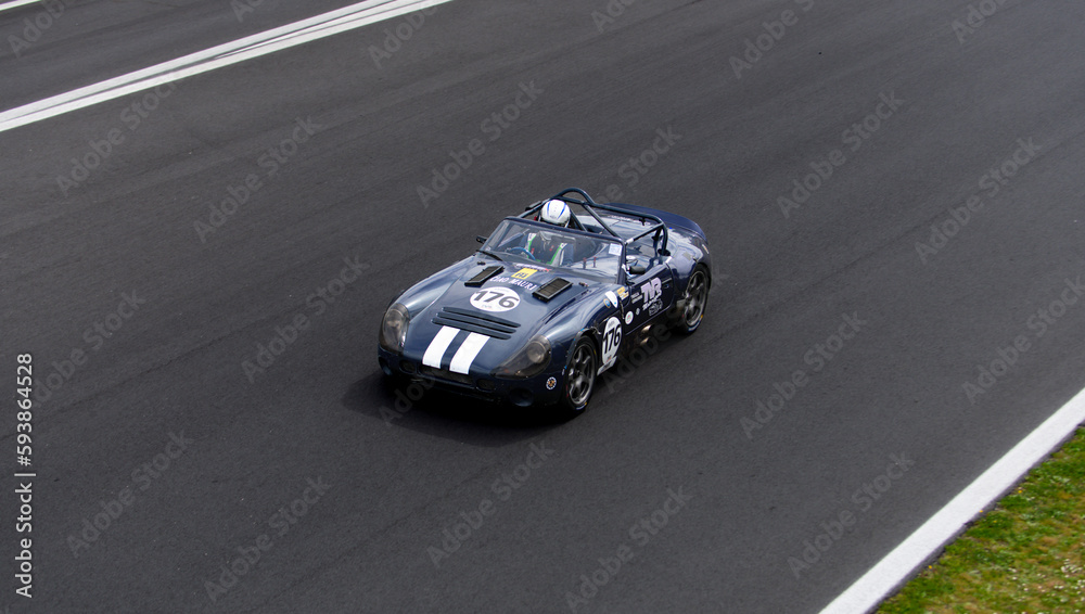 Vintage racing car, classic retro motor sport action, TVR Tuscan Speed ...