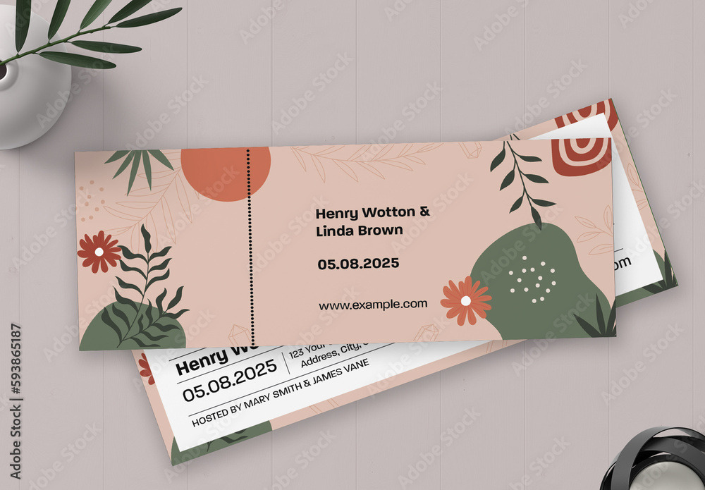 Wedding Invitation Ticket Design Layout Stock Template | Adobe Stock