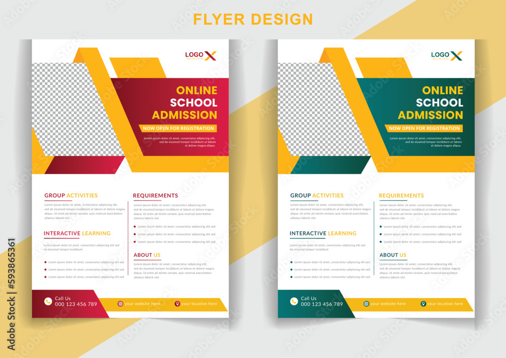 School admission flyer design template for Kids back to school ...