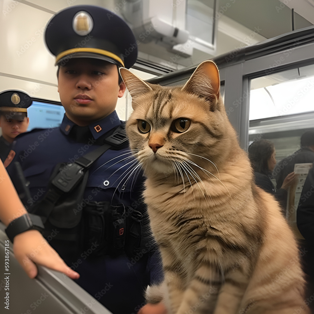 cats get by police, realistic cats, extreme details, hyper realistic ...