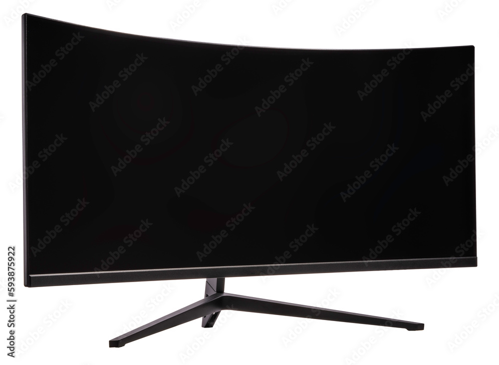 Ultrawide lcd monitor screen isolated on white background, Front view ...