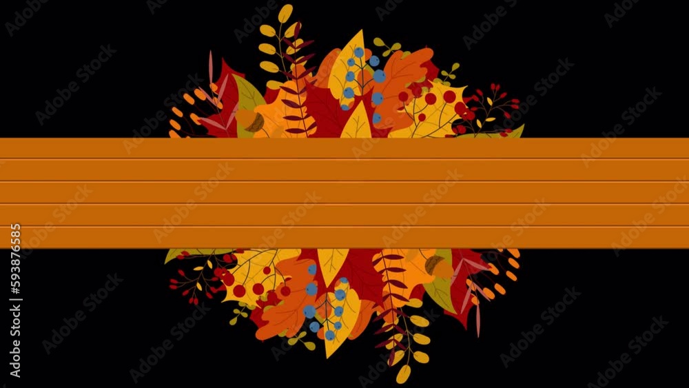 Autumn animation with leaves and berries. Autumn season decorative ...