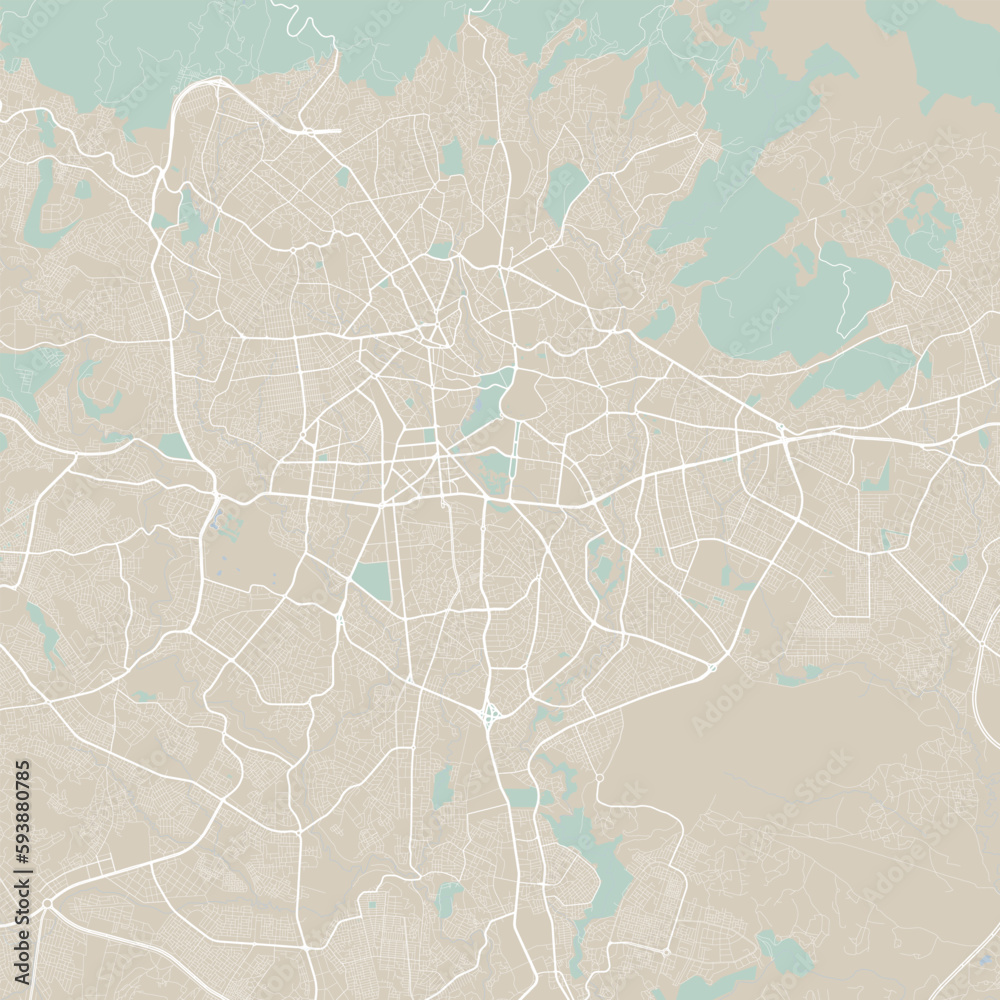 Detailed map of Addis Ababa city, capital of Ethiopia. Municipal ...