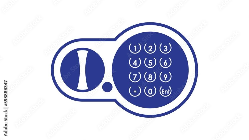 Animated safe panel with unlock combination and sensor buttons. Bank ...