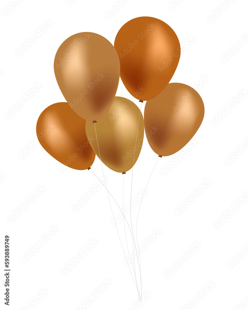Gold Balloon isolated on transparent background. Vector illustration ...