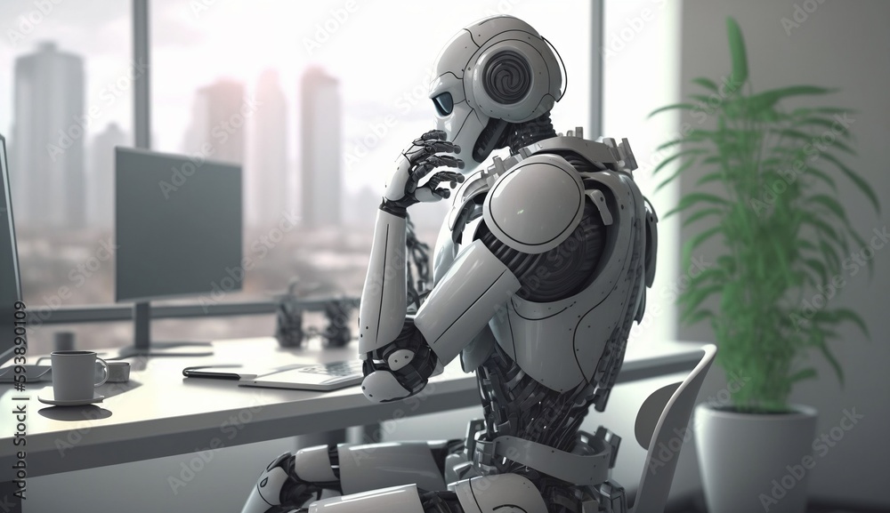 3d rendering of humanoid robot android technology background abstract ...