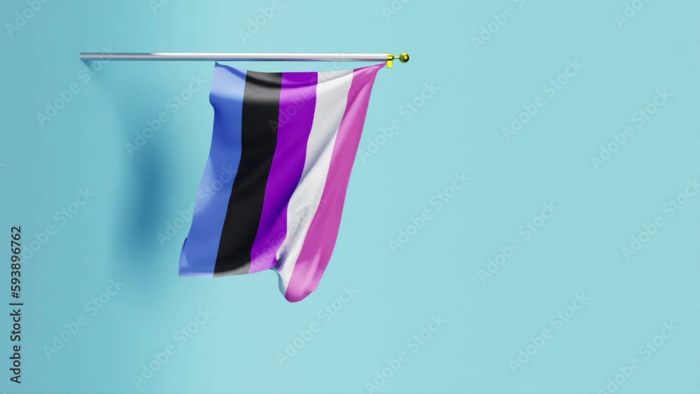 3D render of waving Gender Fluid Pride Flag against blue background ...