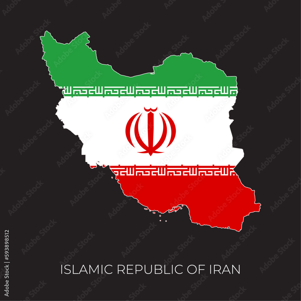 Islamic Republic of Iran map and flag. Detailed silhouette vector ...