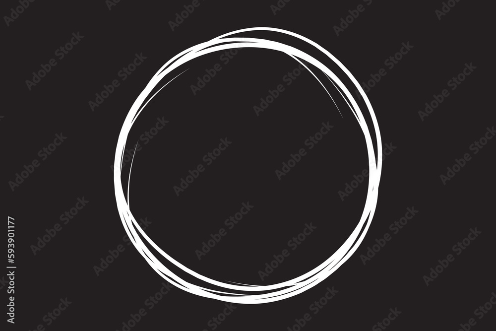 White circle line hand drawn. Highlight hand drawing circle isolated on ...