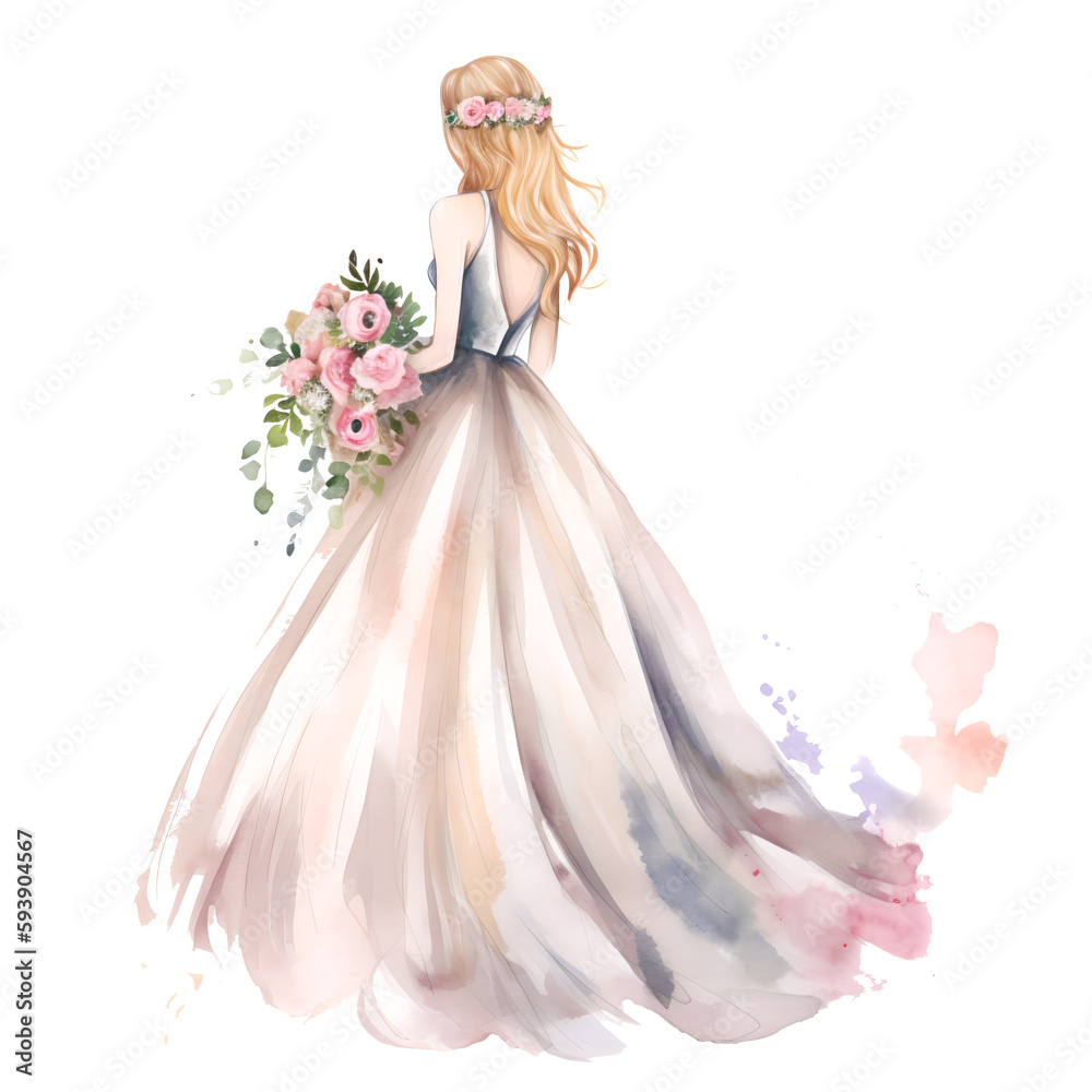 Breathtaking Bride, Flower ClipArt and Watercolor Wedding Clipart ...