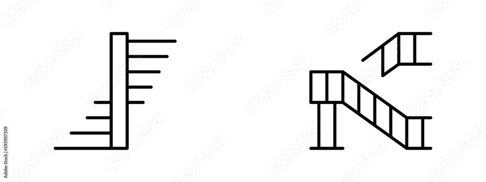 Stair icon, home stairs vector set design with Editable Stroke. Line ...