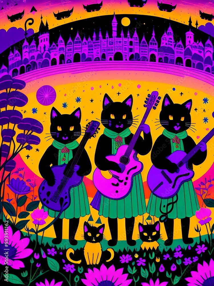 Cats, Choir, Greeting card, Display art, Animals, Music, Singing ...