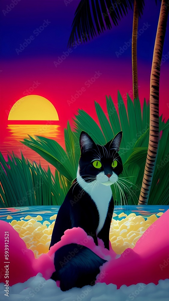 Miami Beach, Cat, Palm, Good vibes, Sunset, Beautiful, Inspiring ...