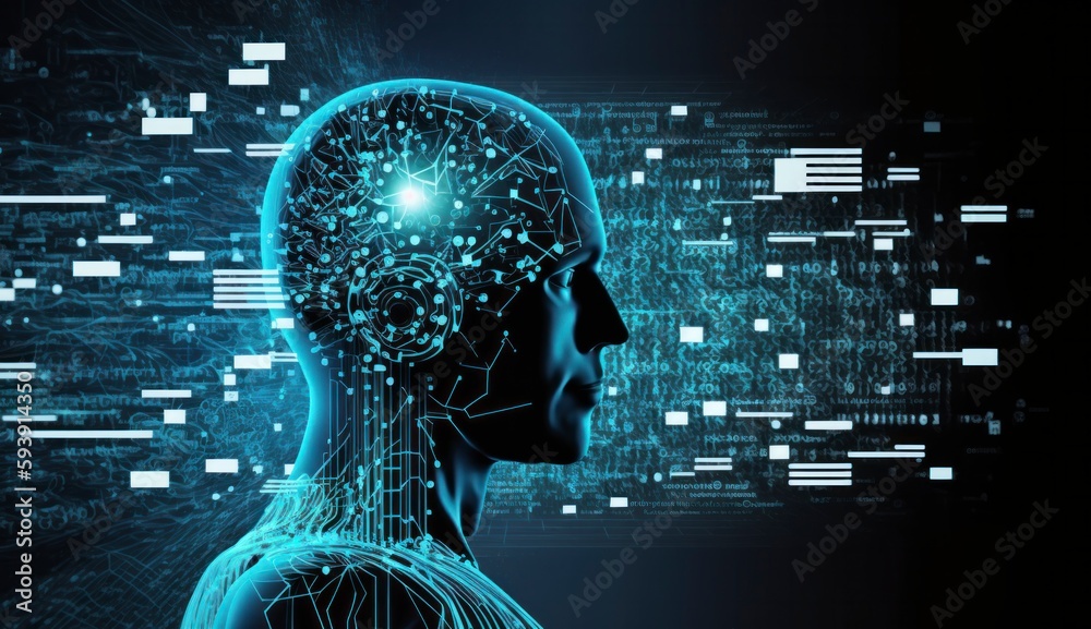 Learning process represented by a virtual human in a 3D illustration ...