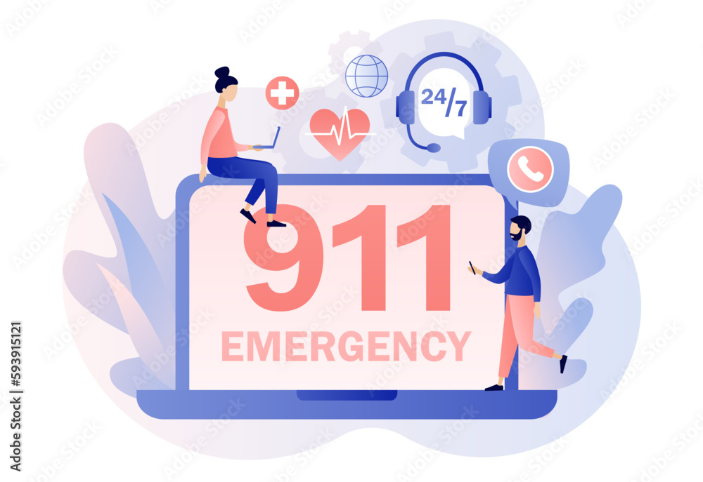 911 emergency call on web site. Ambulance service. Assistant manager ...