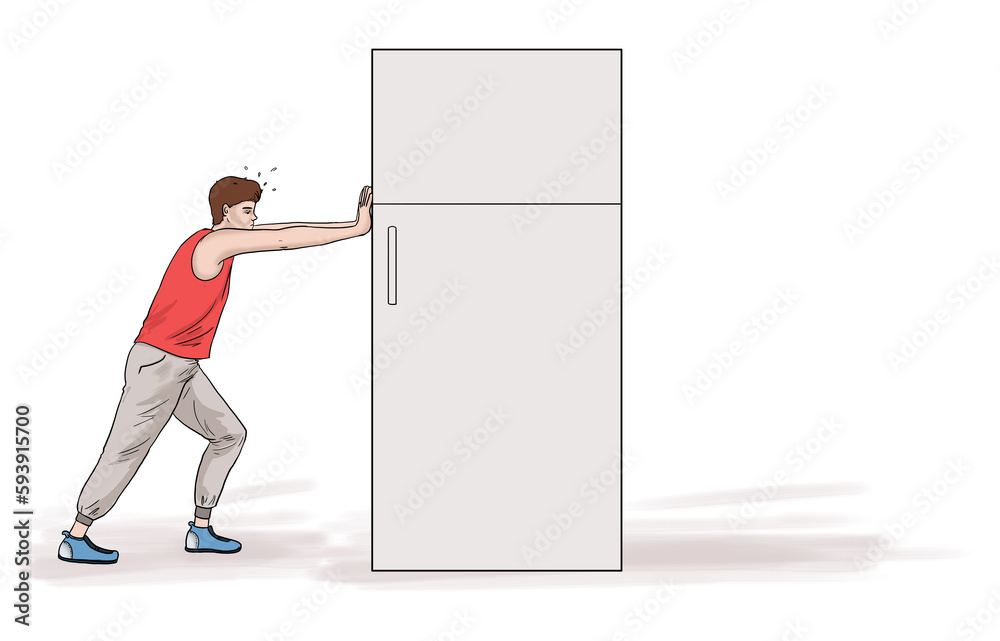 science lesson subject, illustration of boy showing push and pull force ...