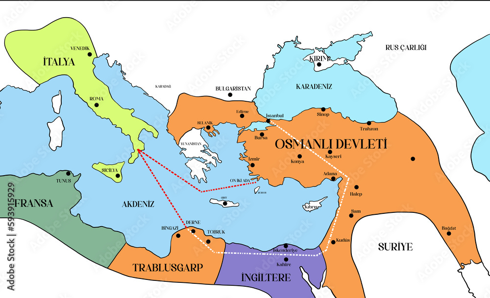 Tripoli War, also known as the Turkish-Italian War of 1911-1912. map ...