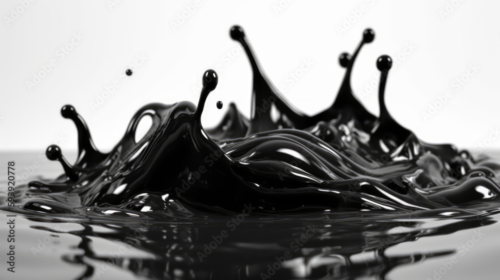 black water splash isolated on white background. Generative AI Art ...