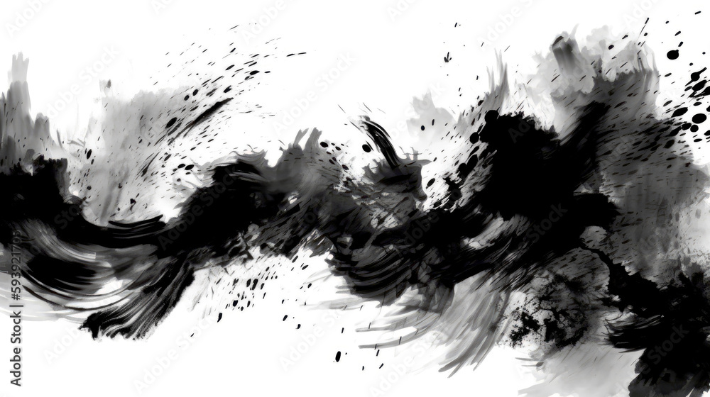 Chinese ink black and white abstract wallpaper. Simple minimal banner ...