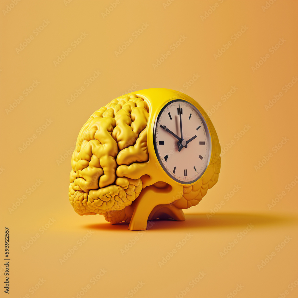 Clock in a brain. Generative AI. Stock Illustration | Adobe Stock