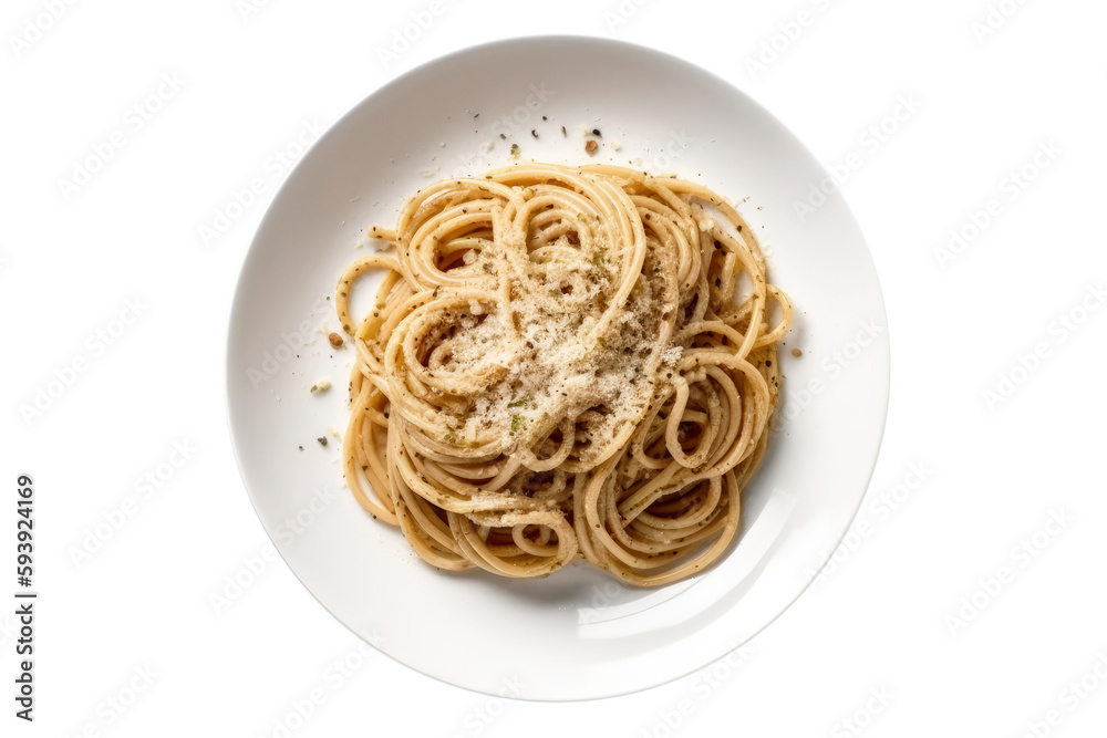 Cacio E Pepe On White Plate. Italian Food On Isolated Transparent ...