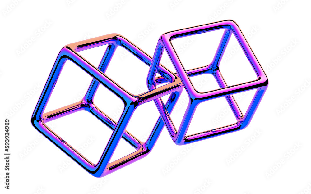 Connected iridescent cubes, 3d render Stock Illustration | Adobe Stock