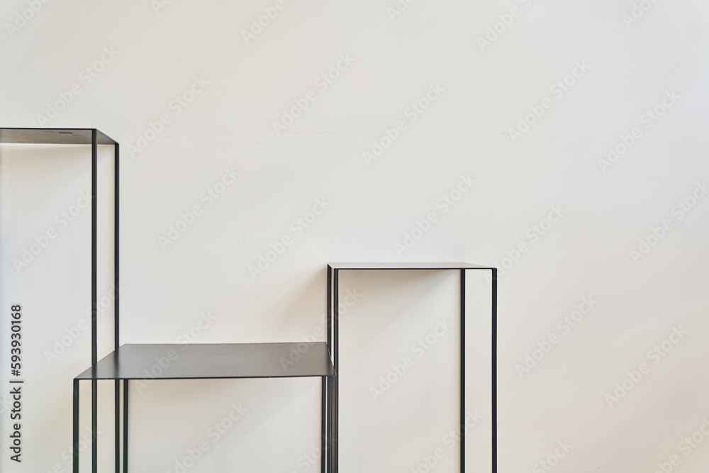 Black metal tables on a white background, layout for your product ...