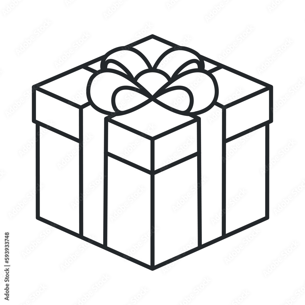 Mystery gift box icon on isolated white background. Random secret loot ...