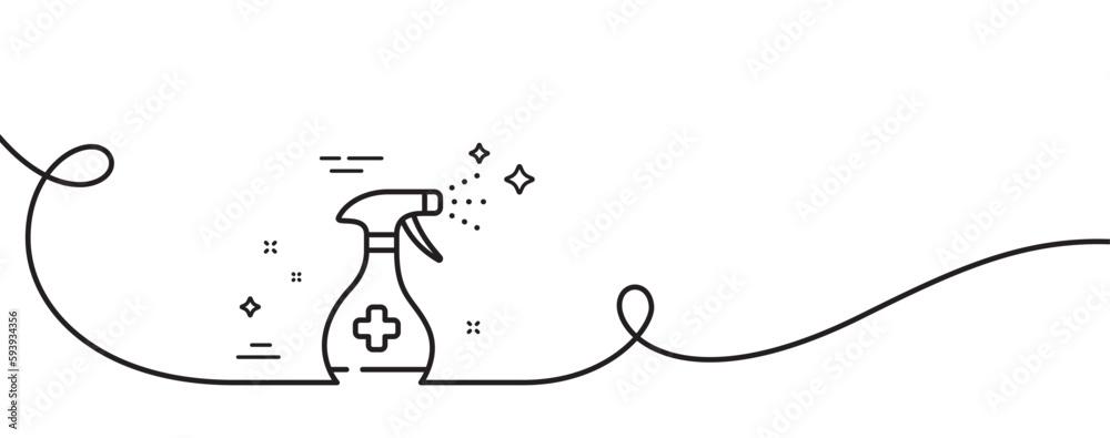 Medical cleaning line icon. Continuous one line with curl. Antiseptic ...