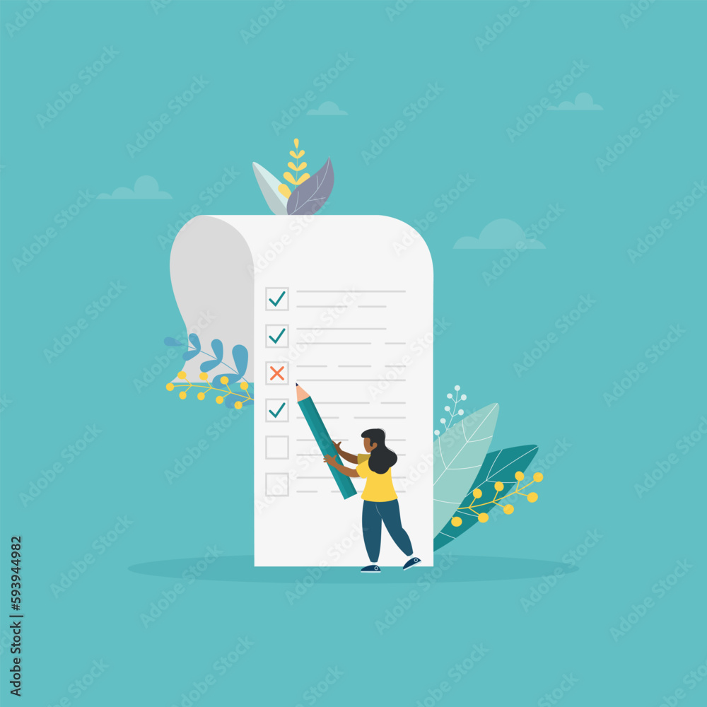 A woman with a pencil completed the tasks in the to-do list. Time ...