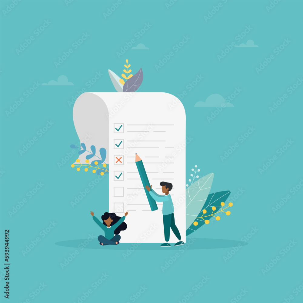 little people fill out a form, modern concept for web banners ...