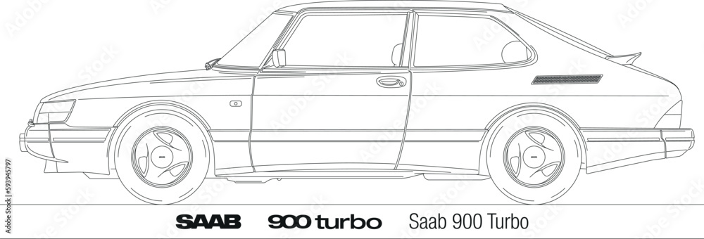 Sweden, year 1991, Saab 900 Turbo, vintage swedish car, silhouette ...