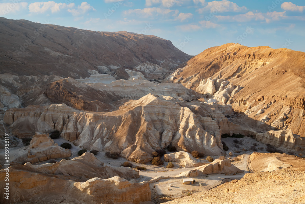Desert, mountains. Mountain landscape on sky background with clouds on ...