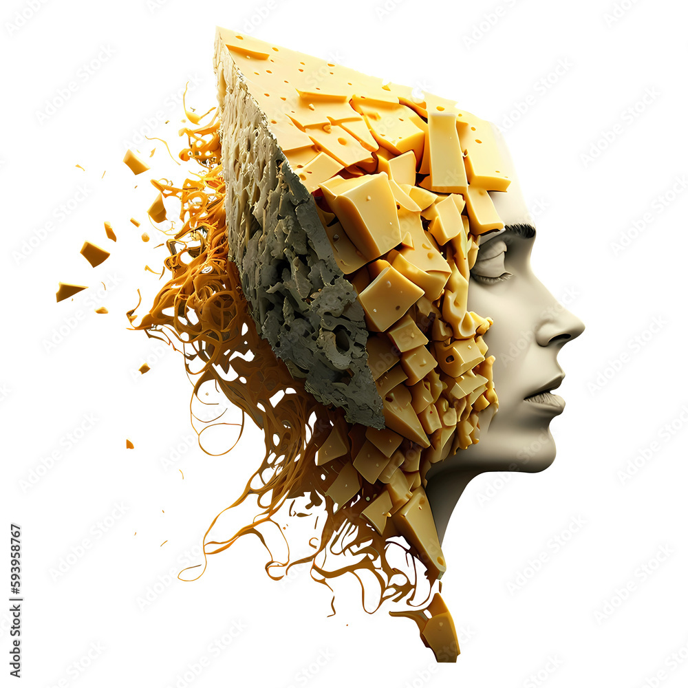 cheese woman head on a transparent background created with Generative ...