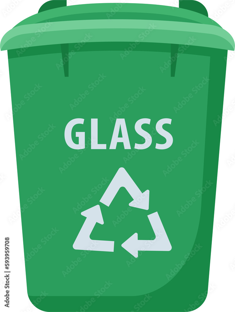 Container for glass waste semi flat color raster object. Full sized ...