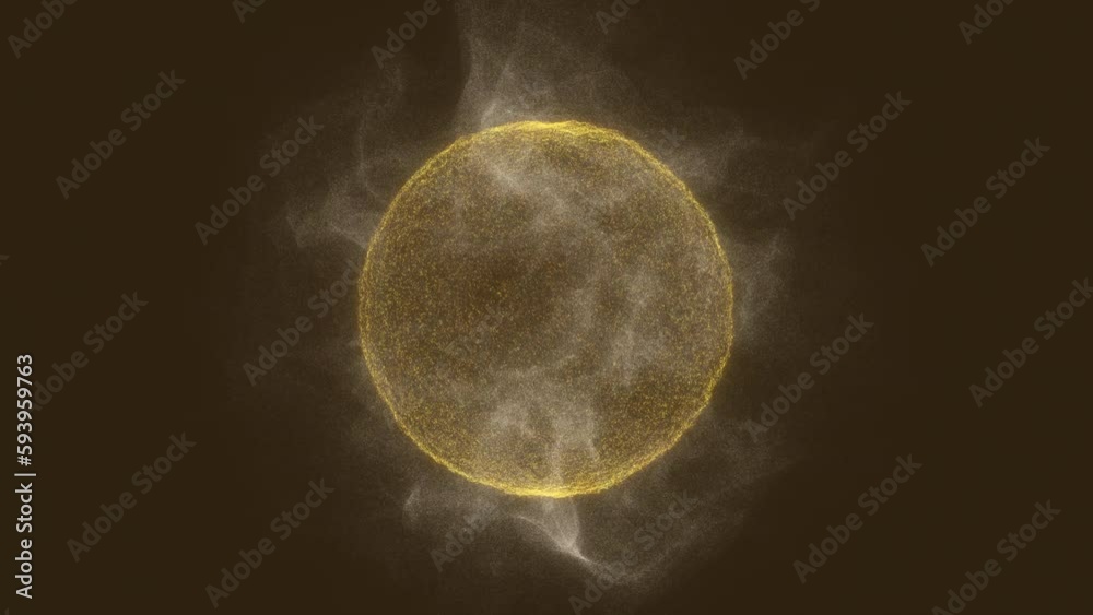 A rotating brown sphere with a granular surface emitting vortices of ...